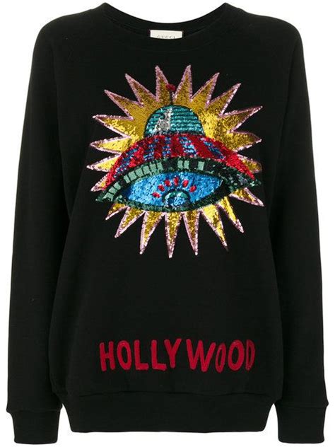 Gucci Hollywood Sequin Embellished Sweatshirt In Black ModeSens Sweatshirts Embellished