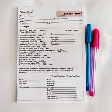 Bloco ficha de anamnese estética corporal Shopee Brasil