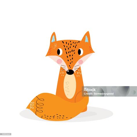Hand Drawing Doodle Cute Fox Vector Illustration Stock Illustration