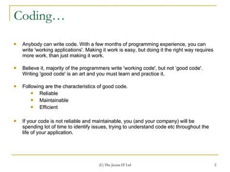 Coding Best Practices Ppt
