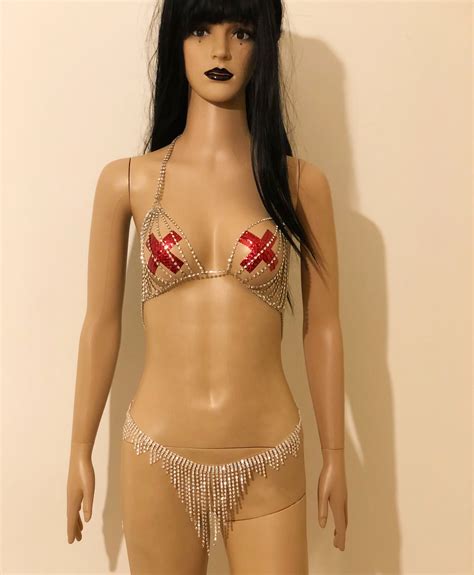 Rhinestone Bra Open Sexy Bra Body Chain Jewelry Chain Top Etsy