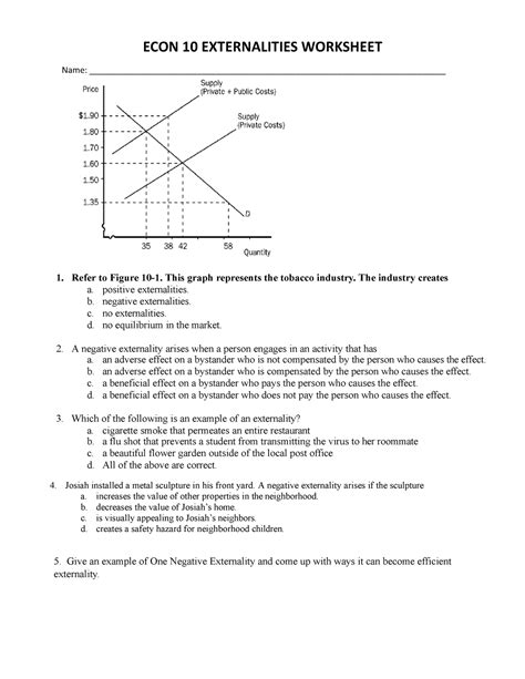 Econ 10 Externalities Worksheet Econ 10 Externalities Worksheet Name