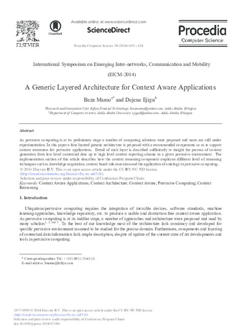 pdf a generic layered architecture for context aware applications