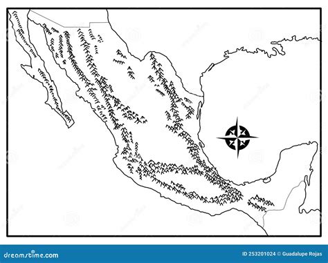 Mapa De La Orografía De México Sin Nombres Y Sin División Política
