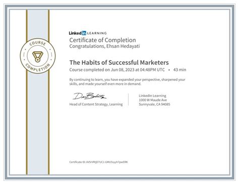 Ehsan Hedayati On Linkedin Certificate Of Completion