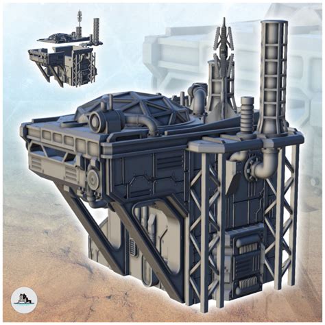 3d Printable Sci Fi Outpost With Overhanging Living Room 5 Future