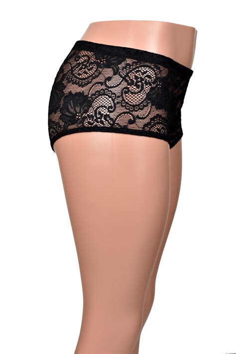 Black Lace Booty Shorts Xs S M L Xl 2xl 3xl Plus Size Sheer See Through