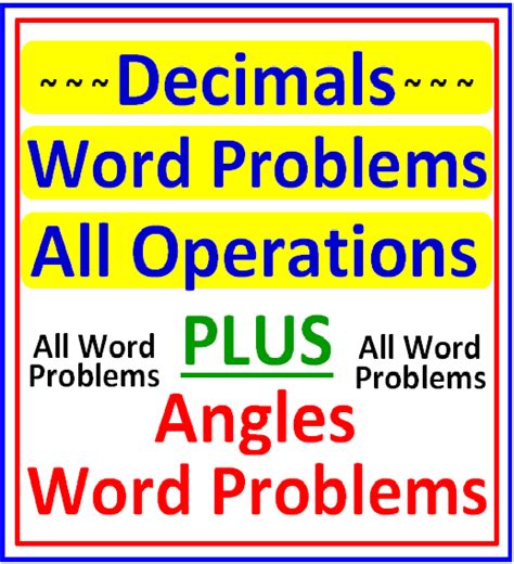 Decimals Word Problems Plus Angles Word Problems 63 Problems In All Made By Teachers