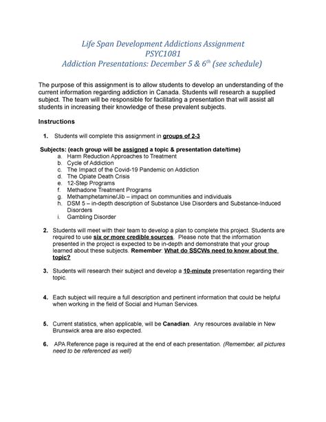 addiction presentation project 2022 life span development addictions