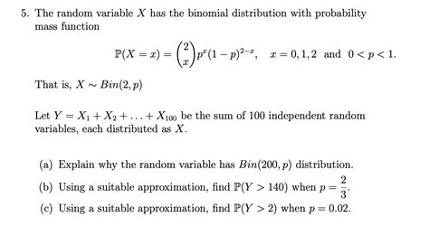 Solved The Random Variable X Has The Binomial Distribution