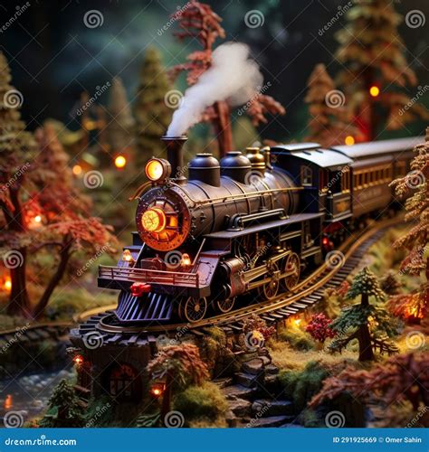 Captivating Model Trains In Whimsical Landscapes Stock Image Image Of