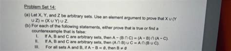 Solved Problem Set 14 A Let Xy And Z Be Arbitrary Sets