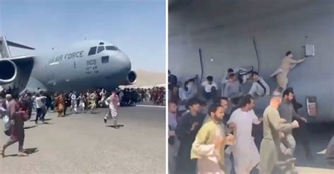 Footage Shows People Holding On To A Moving Us Air Force Plane At Kabul
