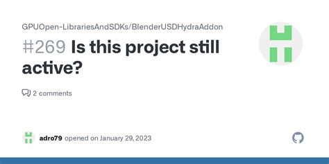 Is This Project Still Active · Issue 269 · Gpuopen Librariesandsdksblenderusdhydraaddon · Github