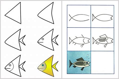 Techniques faciles pour apprendre à dessiner enfants poisson Sea