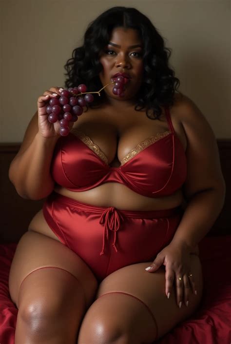 Voloptus Mature Dusky Bbw Milf In Red Colour Sating Lingerie And Shiny