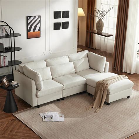 Hauss Sploe Ecksofa Schlafsofa Polstersofa Mit Fußhocker 5 Kissen