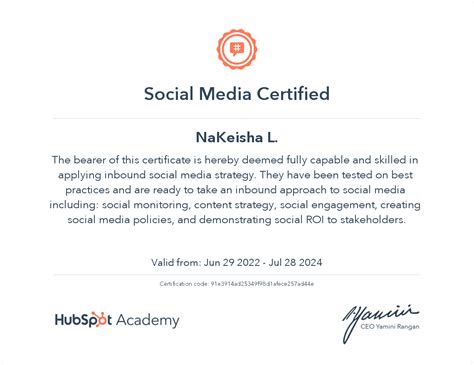 Hubspot Academy Social Media Marketing Certification