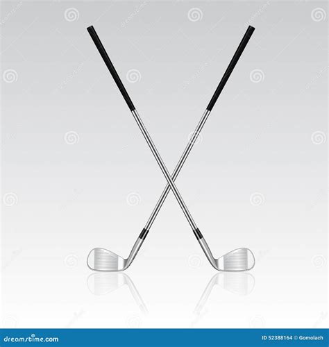 Crossed Golf Clubs In Retro Design Cartoon Vector