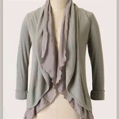Anthro Left Coast Dolan Silk Ruffle Cardigan Gem