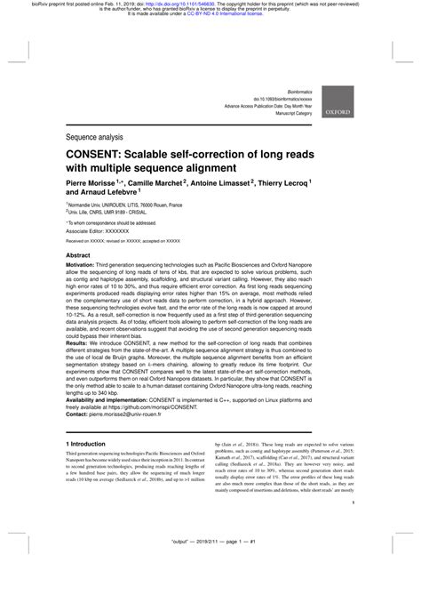 PDF CONSENT Scalable Self Correction Of Long Reads With Multiple Sequence Alignment