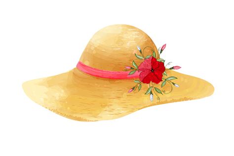 빨간 장미가 있는 밀짚 모자 꽃과 함께 여성 머리 장식의 수채화 벡터 그림 0명에 대한 스톡 벡터 아트 및 기타 이미지 0명 개인 장식품 교사 교육 관련 직업