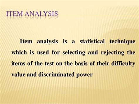 Item Analysis