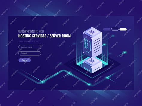 호스팅 서비스 데이터 센터 서버 서버 룸 무료 벡터