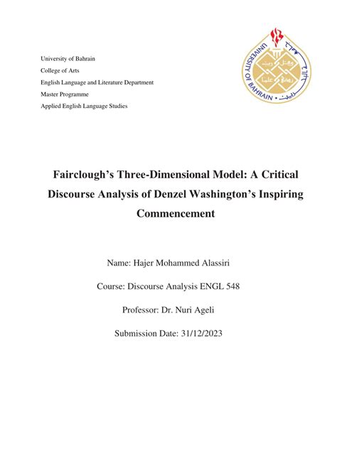 (PDF) Fairclough's Three-Dimensional Model: A Critical Discourse ...