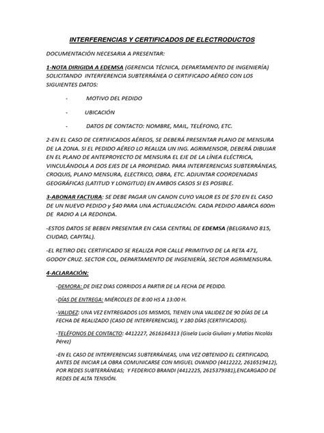 Interferencias Y Certificados De Electroductos Pdf