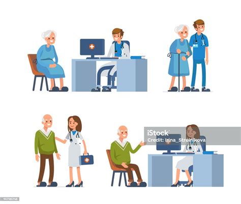 노령층 의사에 대한 스톡 벡터 아트 및 기타 이미지 의사 노인 구급대원 Istock