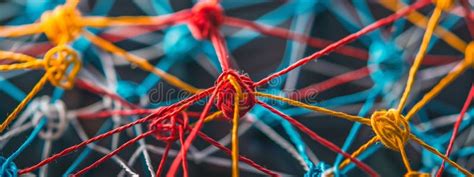 a close up of colorful strings connected to form an intricate web