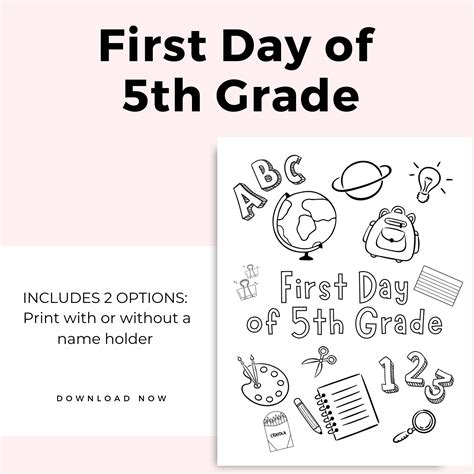 First Day Of 5th Grade Coloring Page