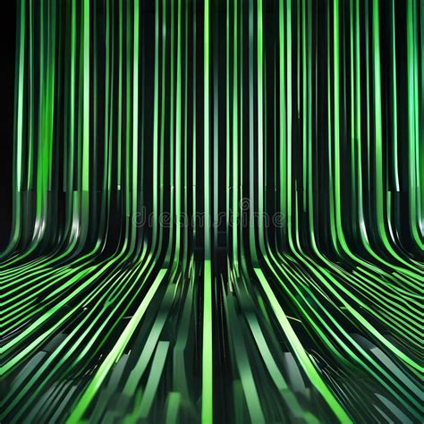 Futuristic 3D Render Featuring Vivid Green Neon Lines Moving