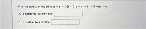 Solved Find The Points On The Curve X T2 16t 2 Y T2 6t 8