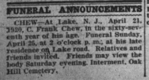 Franklin Charles Chew Unknown 1920 Find A Grave Memorial