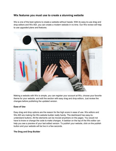 Wix Features Create A Stunning Website With Ease