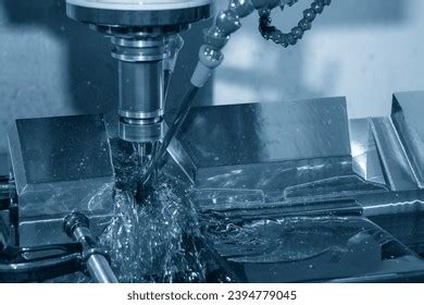Close Scene Cnc Milling Machine Cutting Stock Photo 2394779045