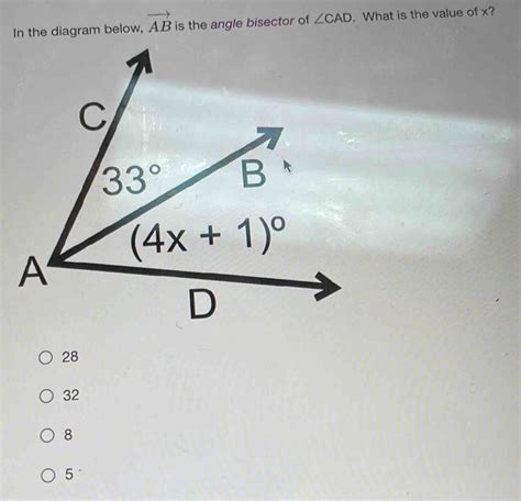 In The Diagram Below Vector Ab Is The Angle Bisector Of ∠ Cad What Is