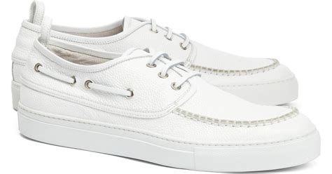 Brooks Brothers Leather White Boat Shoes For Men Lyst