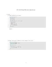 CS Final Review Questions Pdf CS Final Review Questions Loops A What Is Printed To