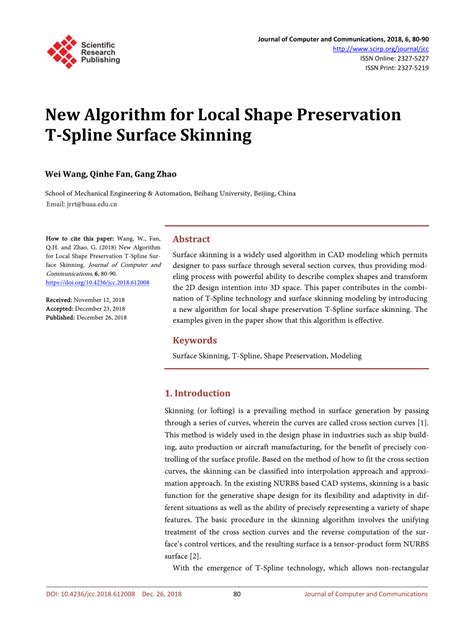 pdf new algorithm for local shape preservation t spline surface skinning