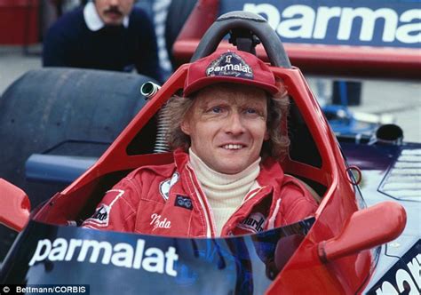 Daniel Brühl arrives on set as battle scarred Niki Lauda after filming epic crash that ignited