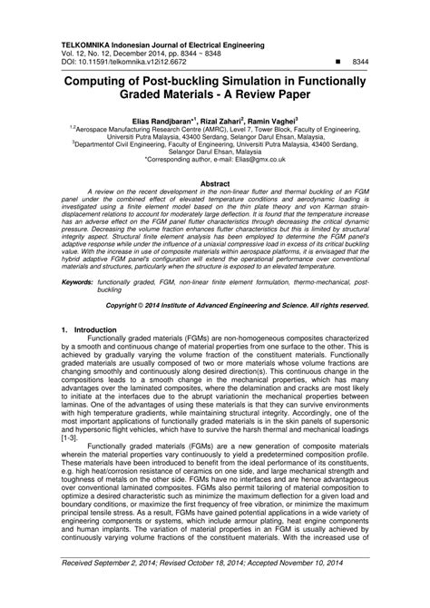Pdf Computing Simulation Of Postbuckling In Functionally Graded