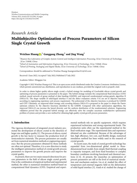 Pdf Multiobjective Optimization Of Process Parameters Of Silicon Single Crystal Growth