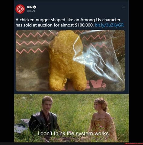 A Chicken Nugget Shaped Like An Among Us Character Has Sold At Auction