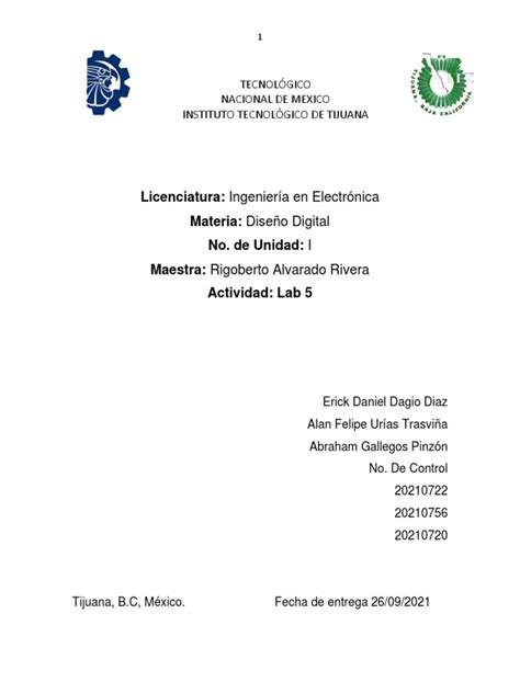 Lab5 Logica Combinacional Pdf Multiplicación Electrónica