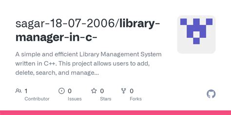 Library Manager In C Library Manager Cpp At Main Sagar
