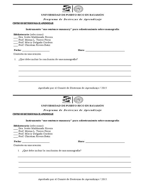 A Instrumento One Sentence Summary Monografia Pdf