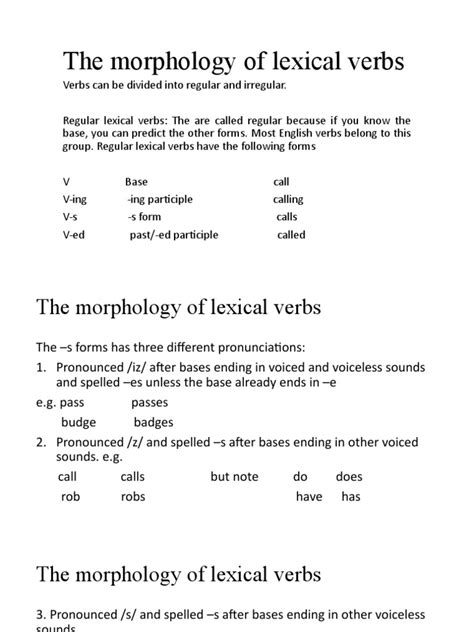 The Morphology And Syntax Of Verbs A Comprehensive Analysis Of The Forms And Structures Of